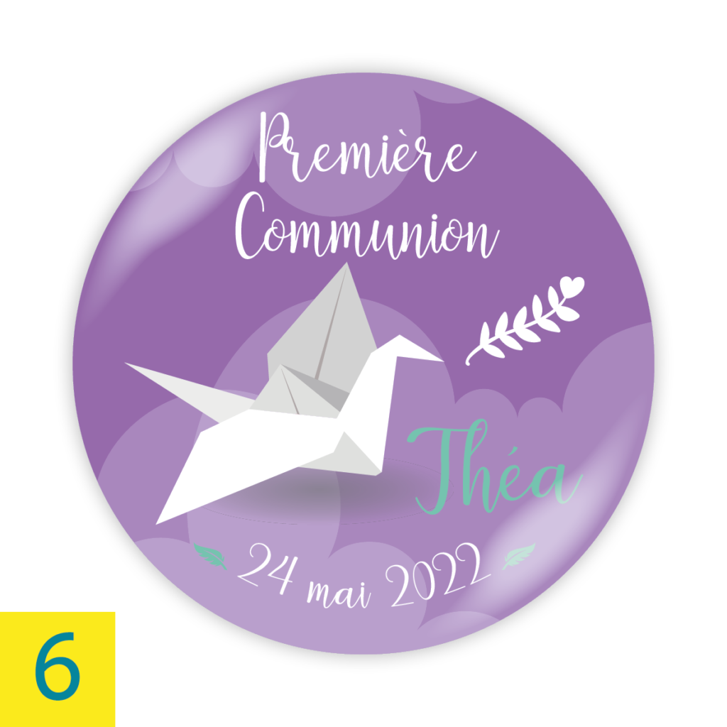 Première communion “Origami” – Mon Badge